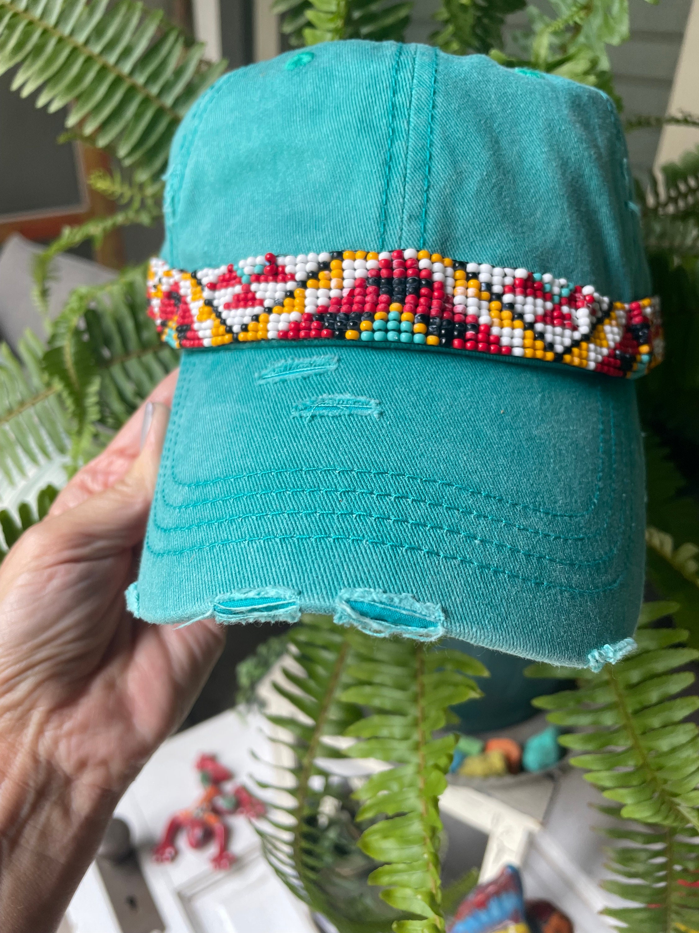 Women's Distressed Beaded Ball Cap - Etsy