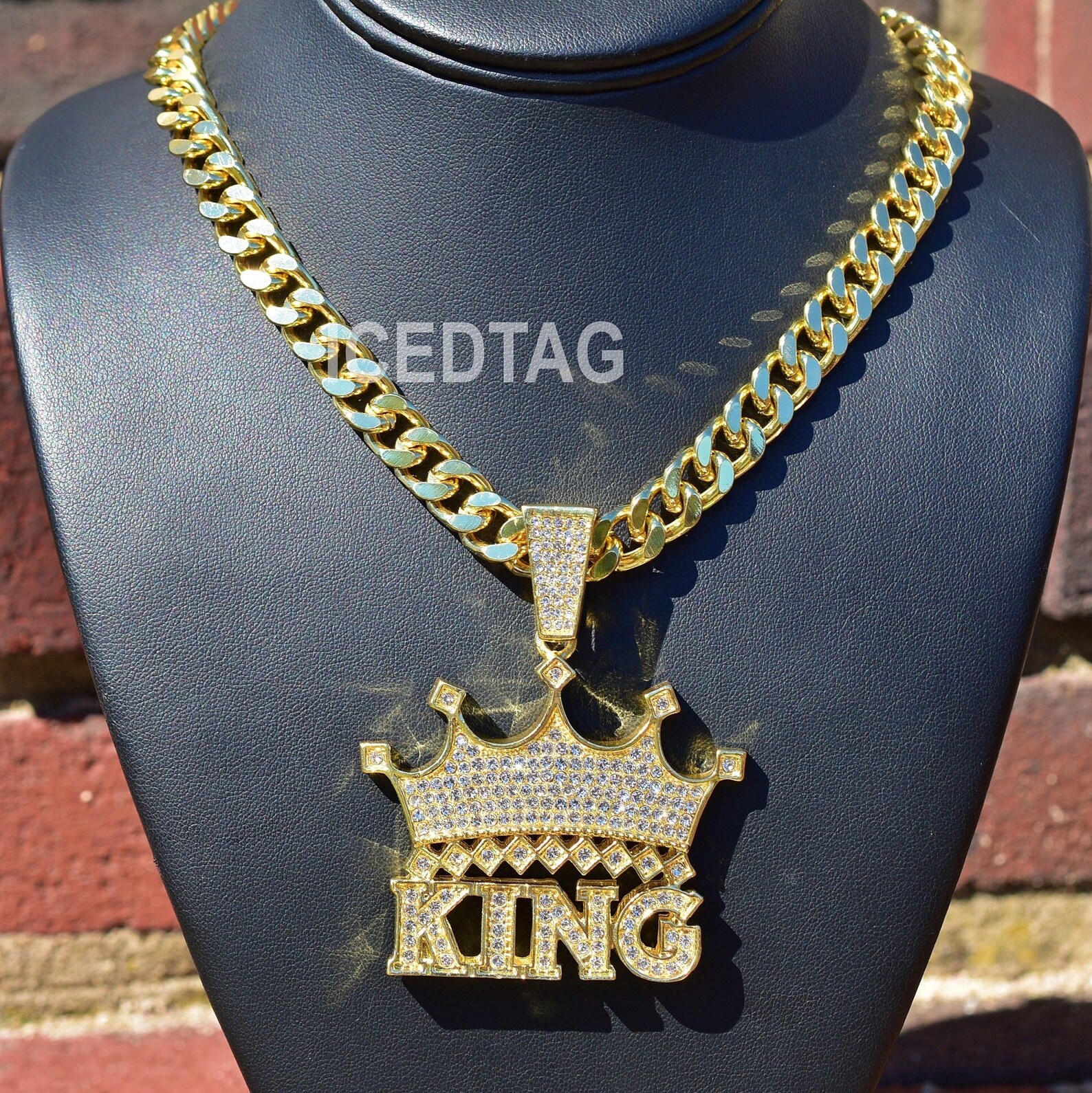 Iced Bling Out Hip Hop Jumbo Large XL Gold/ White Gold Plated Crowned ...
