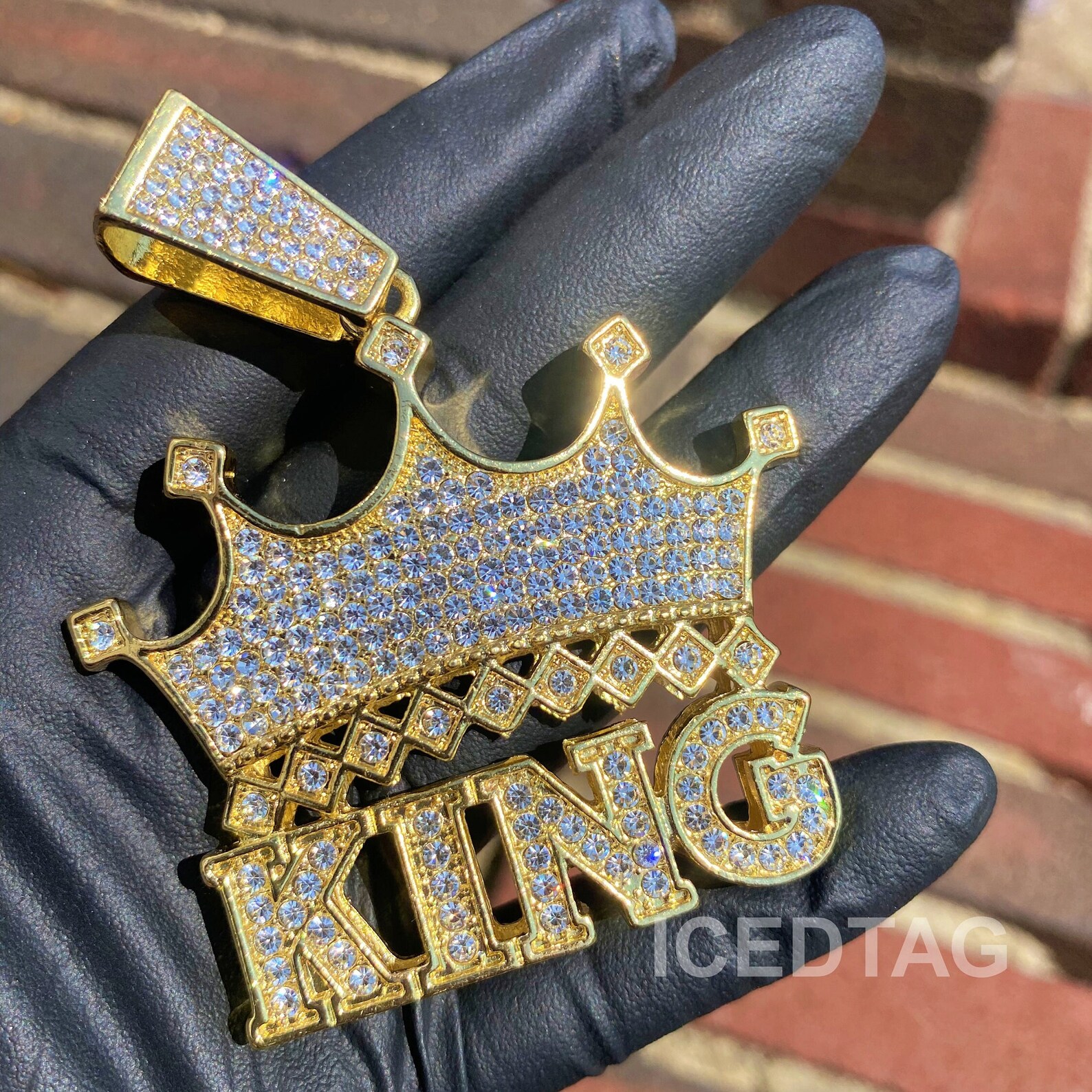 Iced Bling Out Hip Hop Jumbo Large XL Gold/ White Gold Plated Crowned ...