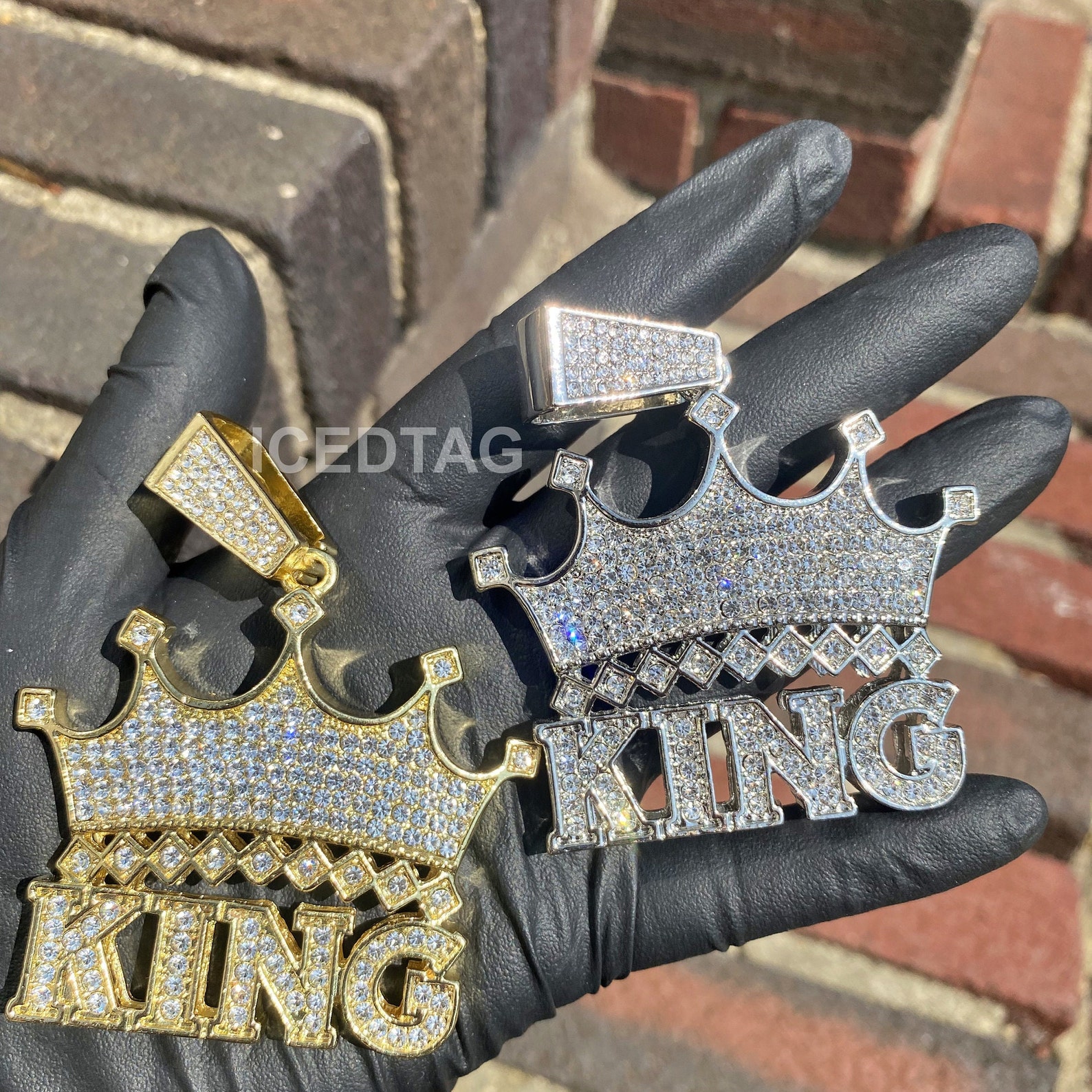Iced Bling Out Hip Hop Jumbo Large XL Gold/ White Gold Plated Crowned ...