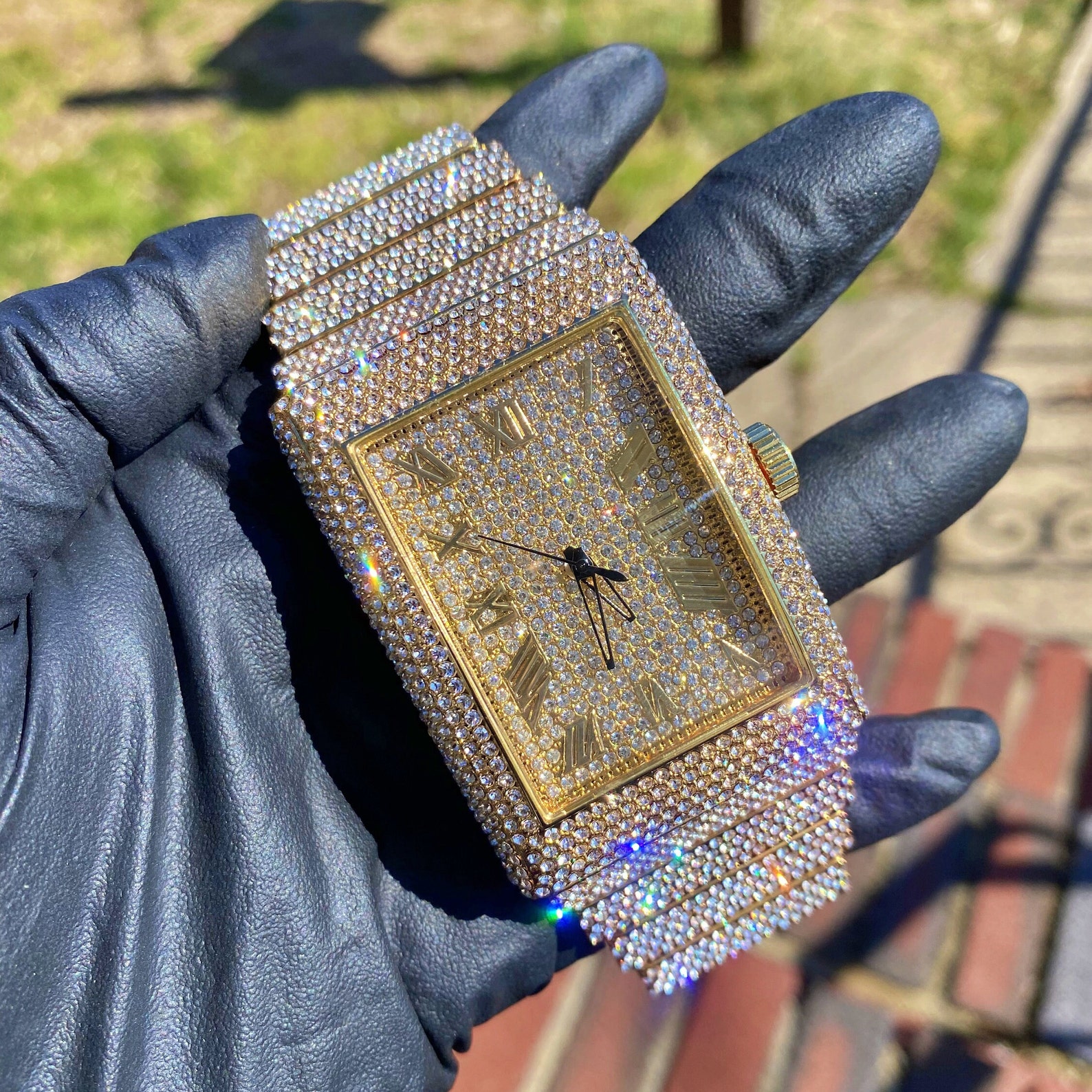 Men's Iced Bling-ed Out Full Icy Gold PT/ White Gold PT Hip Hop ...