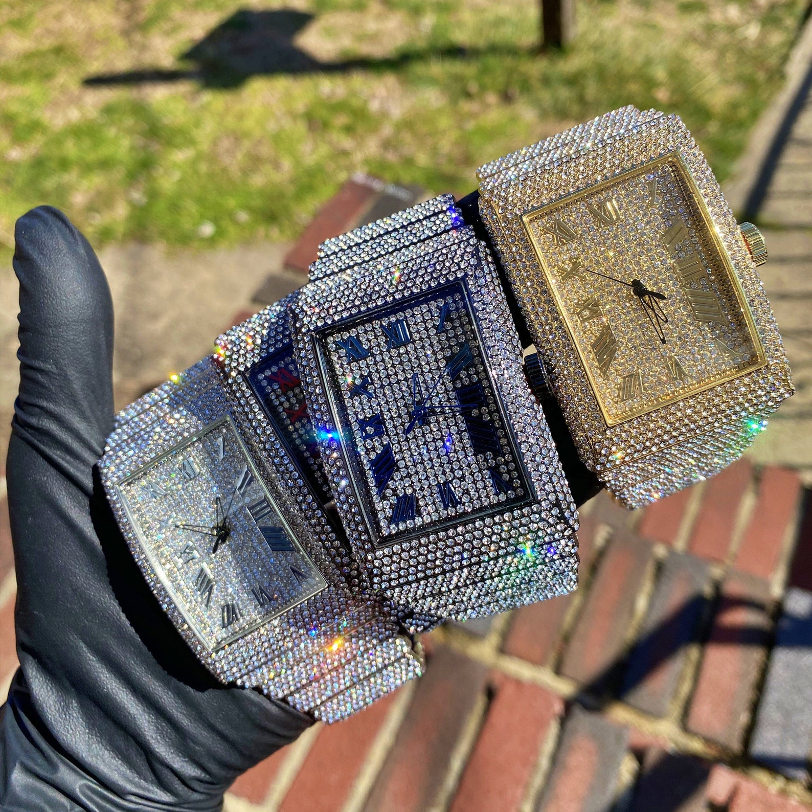 Men's Iced Bling-ed Out Full Icy Gold PT/ White Gold PT Hip Hop ...