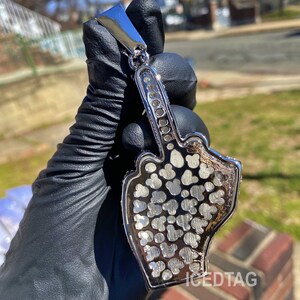 Full Iced Bling-ed Out Jumbo XL Size Gold Plated Middle Finger Lab ...