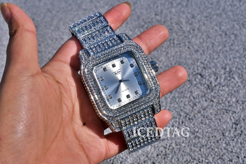 Men's Iced Out Heavy Colorful Dial Hip Hop Rectangle - Etsy