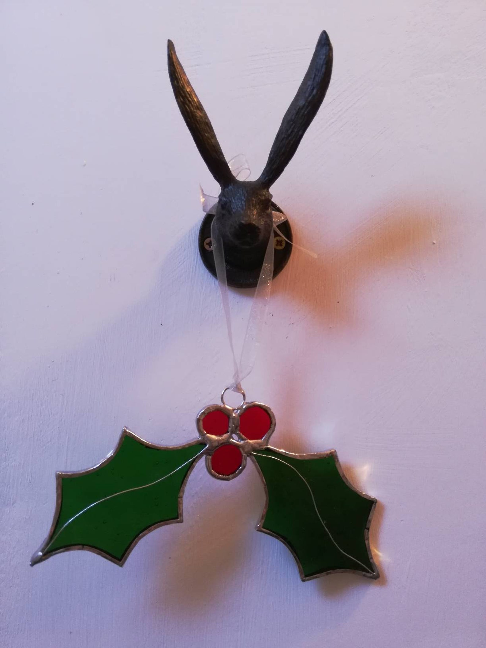 Lovely stained glass Holly decoration | Etsy