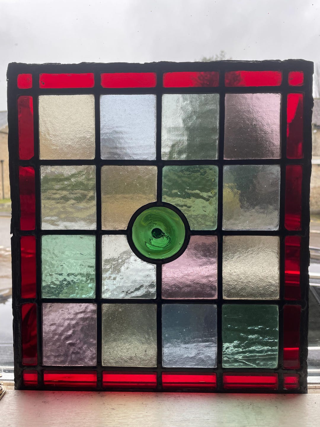 Antique Victorian Restored Small Square Stained Glass Decorative Window ...