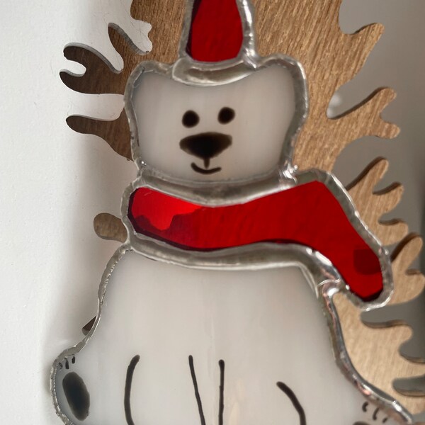 Stained Glass Polar Bear Ornaments Christmas Tree Etsy