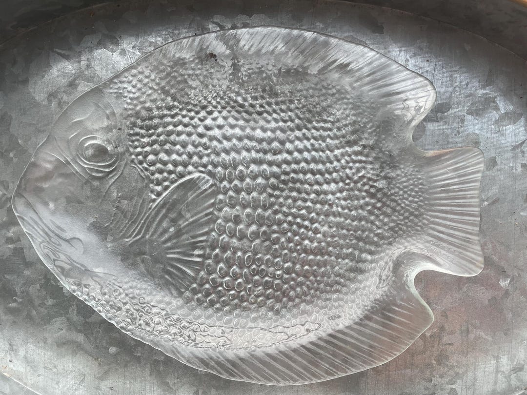 Vintage French Pressed Glass Fish Dish / Plate - Etsy
