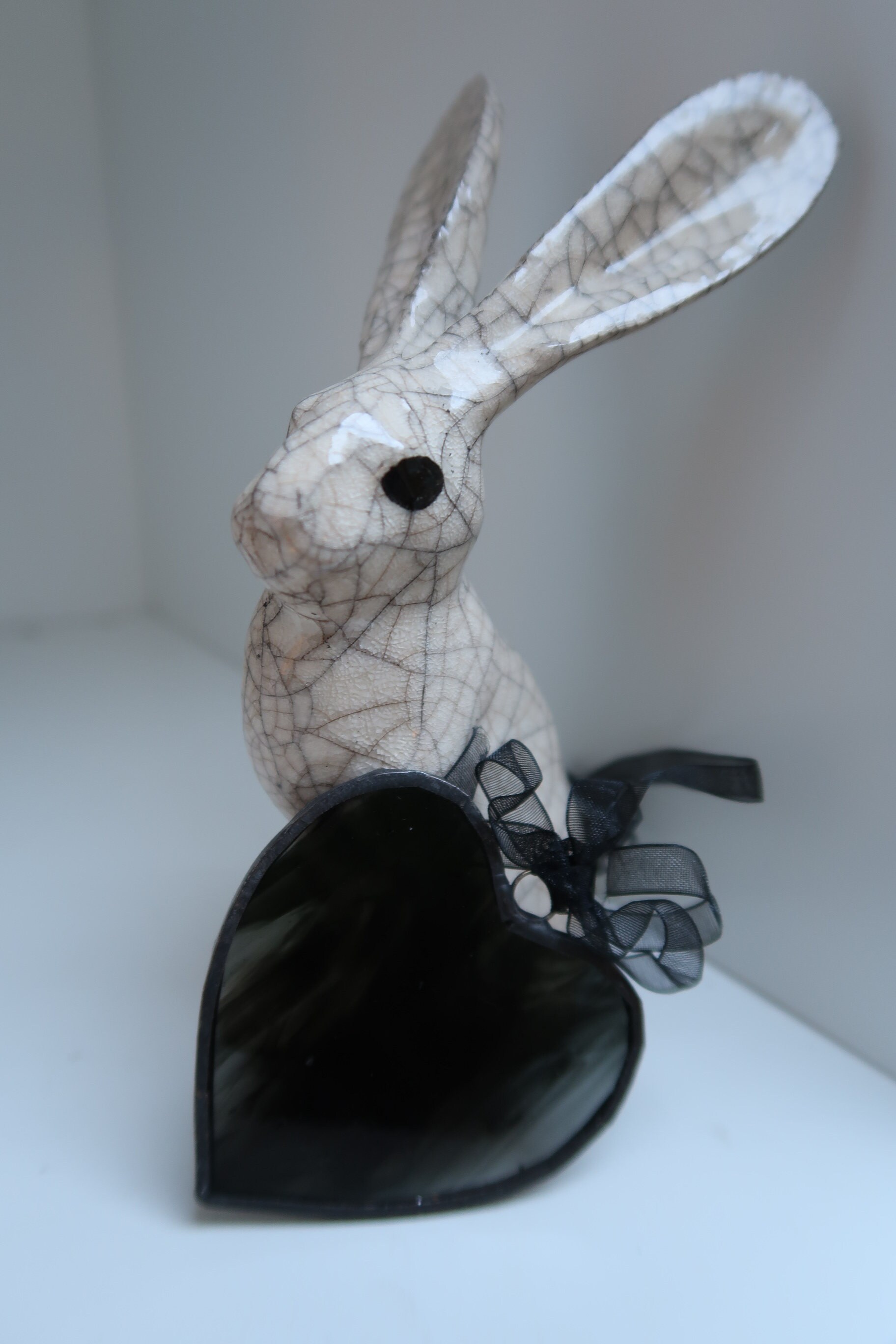 Wispy black stained glass heart | Etsy