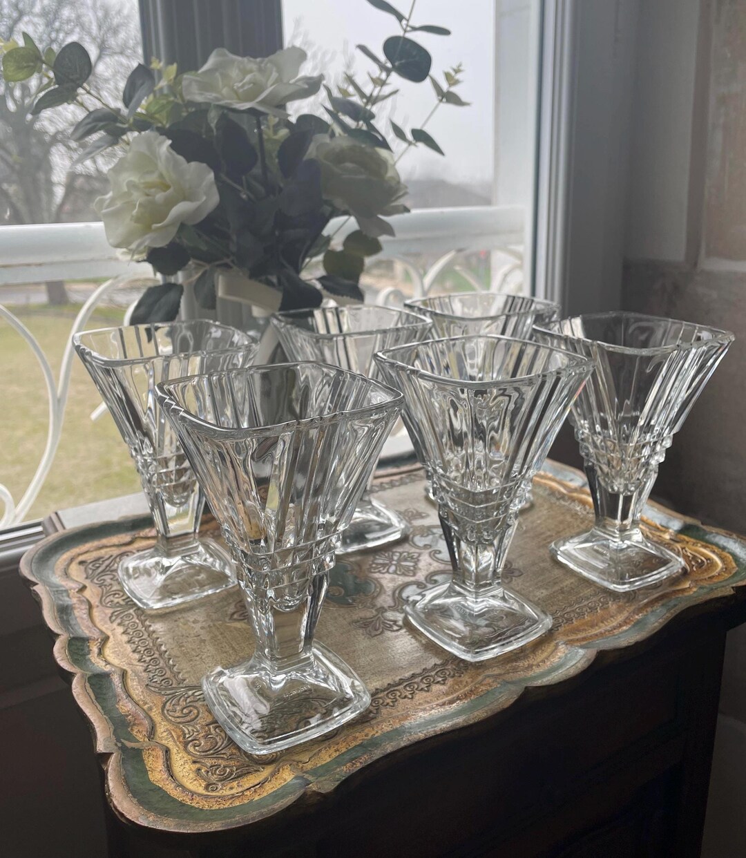 Art Déco Style Italian Lead Crystal Dessert / Sundae Glasses - Etsy