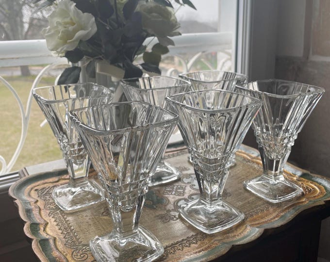 Art Déco Style Italian Lead Crystal Dessert / Sundae Glasses - Etsy