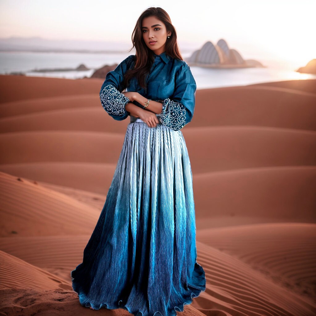 Buy Turquoise Blue Croptop Lehenga Skirt, Stylish Indowestern Outfit ...