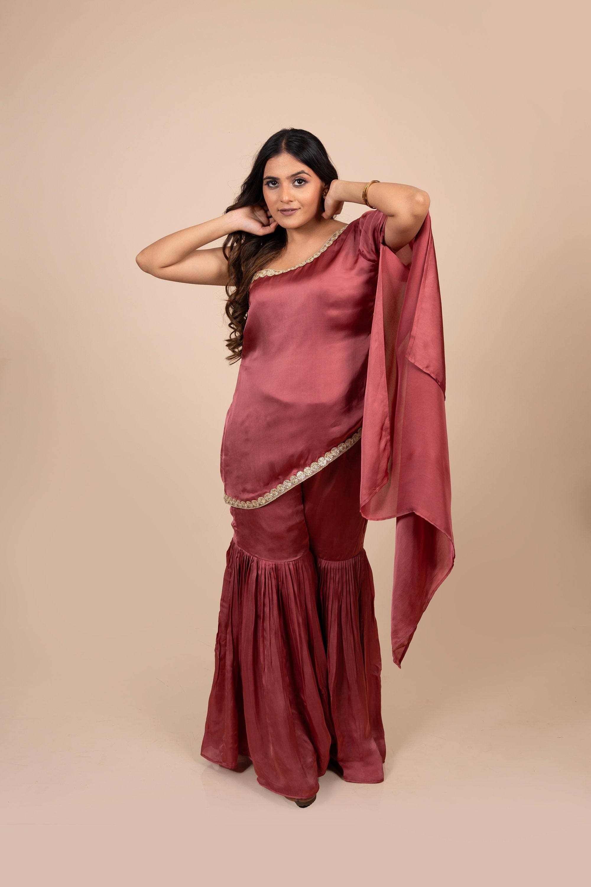 Buy Designer Gharara Set With Gota Lace Detailing, Partywear Sharara ...