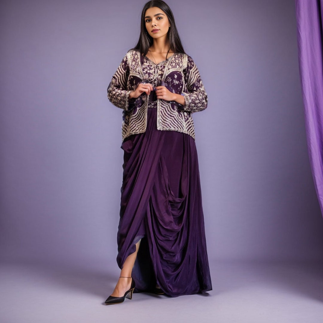 Jayanti Reddy Purple Dhoti Skirt Dress ,indowestern Outfits for Women ...