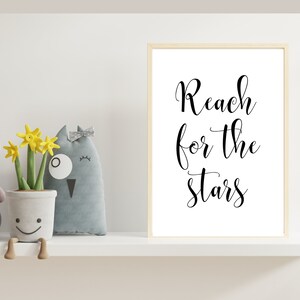Reach for the Stars Printable Wall Art, Motivational Kids Room Print ...