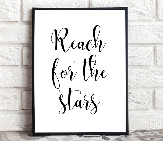 Reach For The Stars Printable Wall Art Motivational Kids Room | Etsy