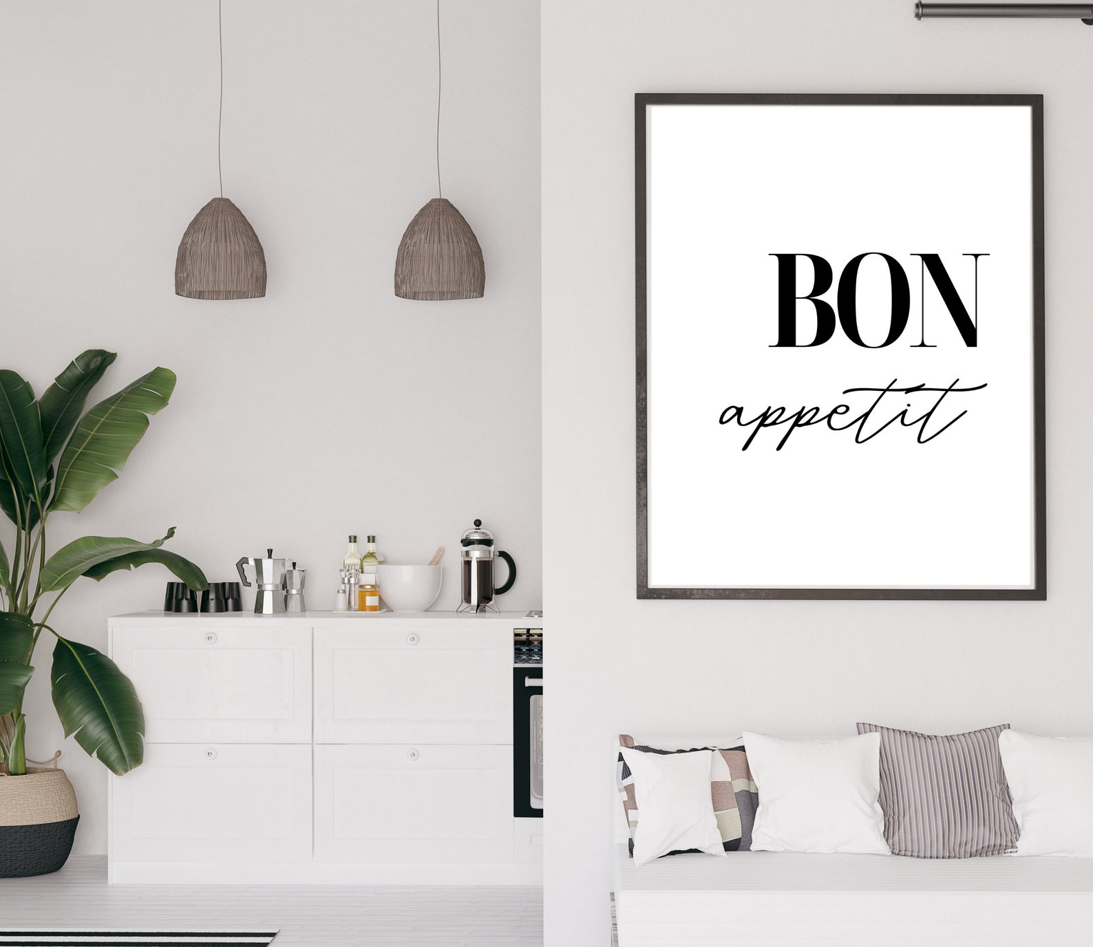 Bon Appetit Print Bon Appetite Printable Wall Art Modern - Etsy
