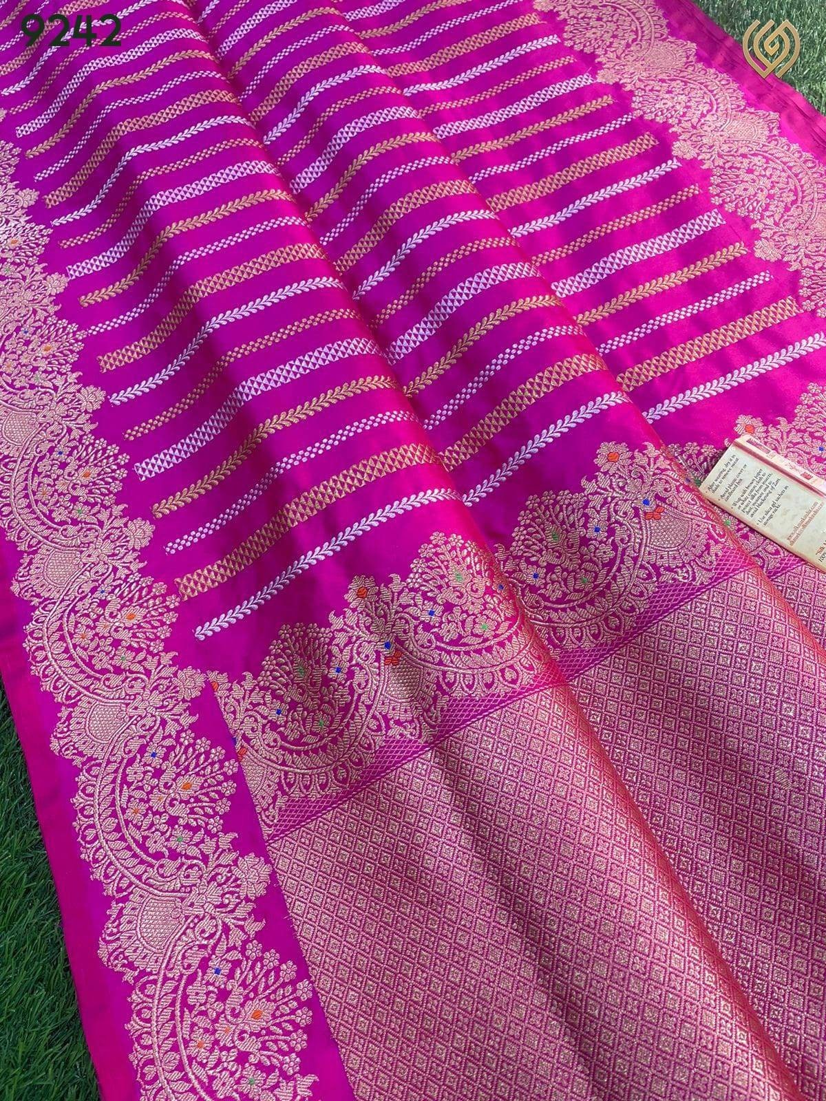 Banarasi Pure Katan Silk Sona Rupa Stripe Saree Handloom Banarasi Pure ...