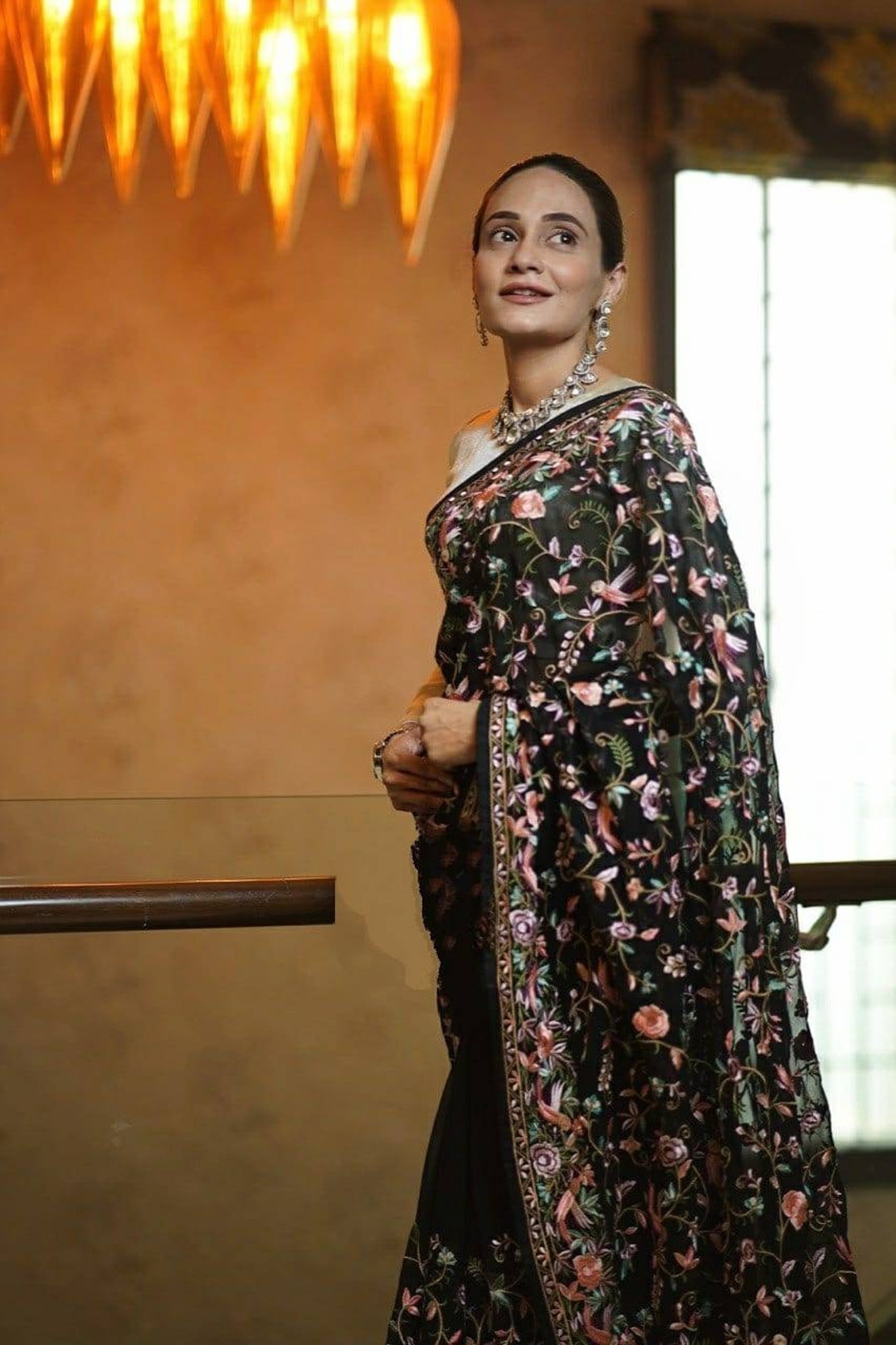 Black Parsi Gara Saree Black Georgette Parsi Gara Saree Pure Georgette ...