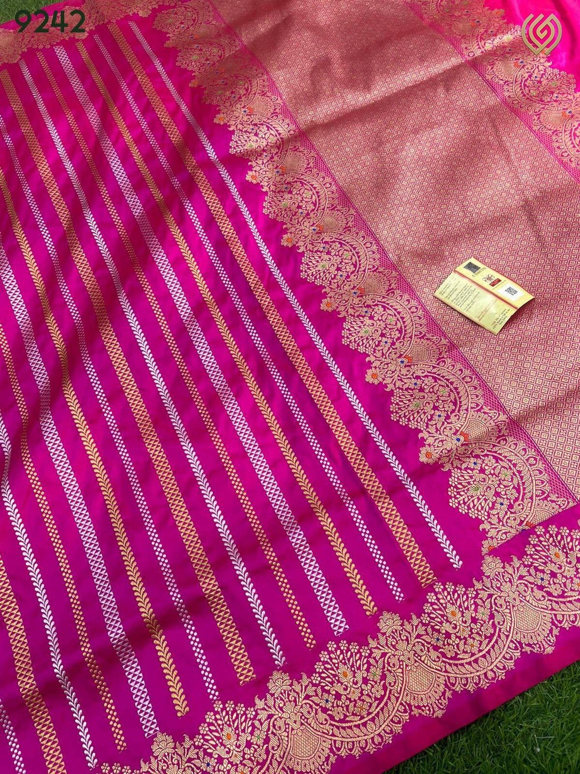 Banarasi Pure Katan Silk Sona Rupa Stripe Saree Handloom Banarasi Pure ...