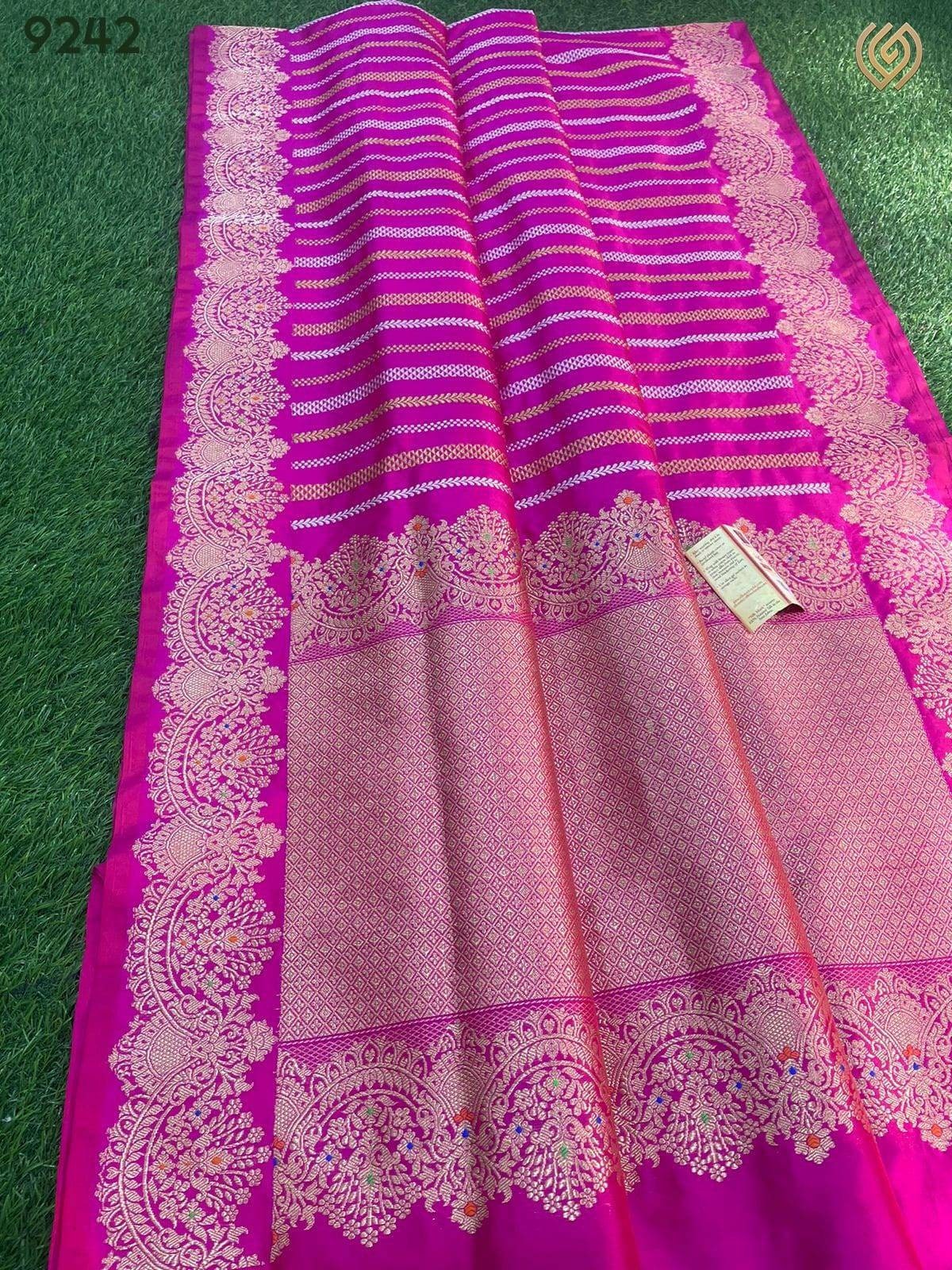 Banarasi Pure Katan Silk Sona Rupa Stripe Saree Handloom Banarasi Pure ...