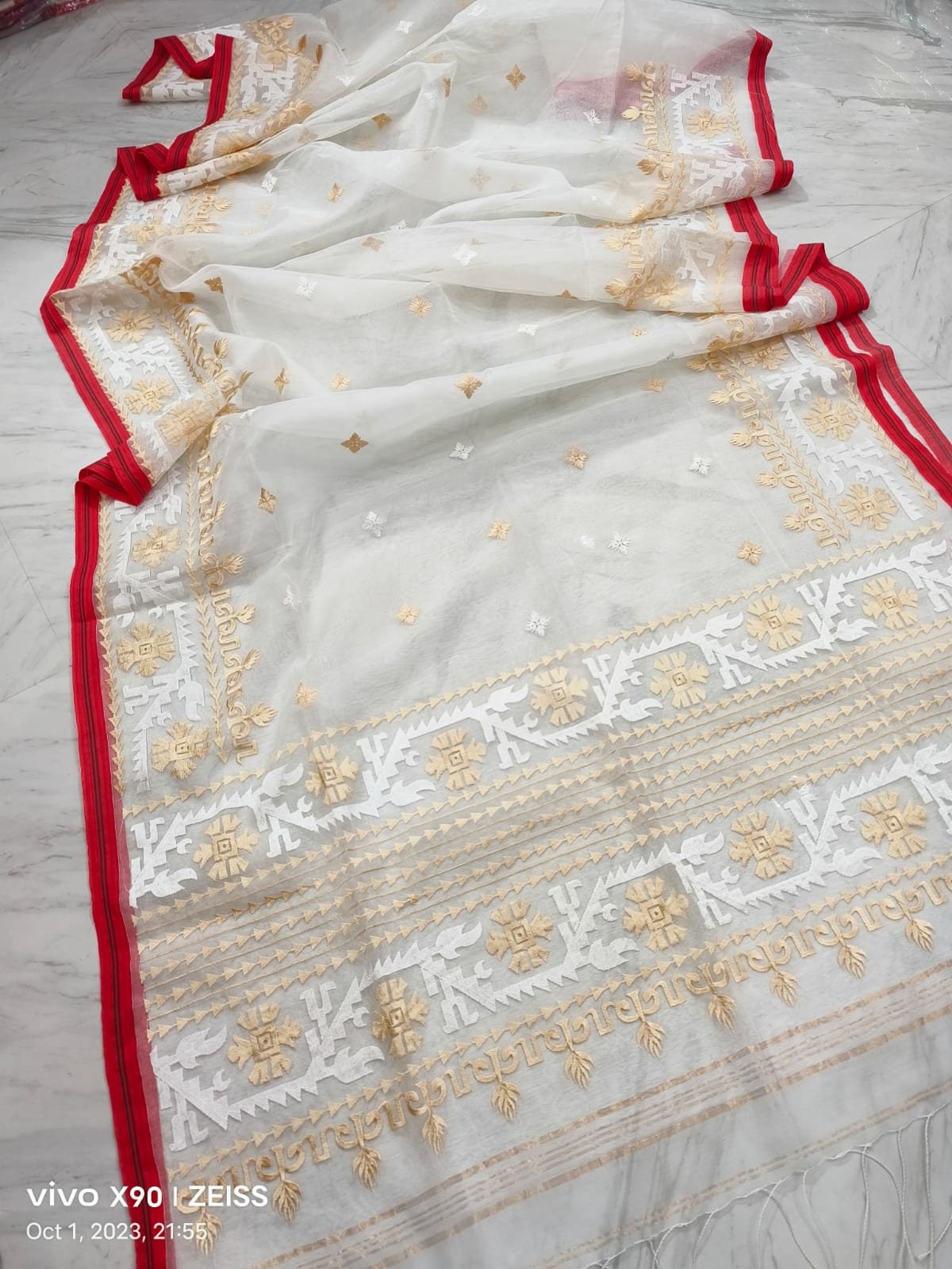 Karat Muslin Jamdani Saree With Blouse Piece / Handloom Soft Muslin ...