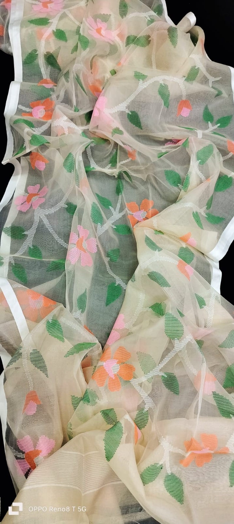 Muslin Jamdani Saree With Blouse Piece / Handloom Soft Muslin Silk ...