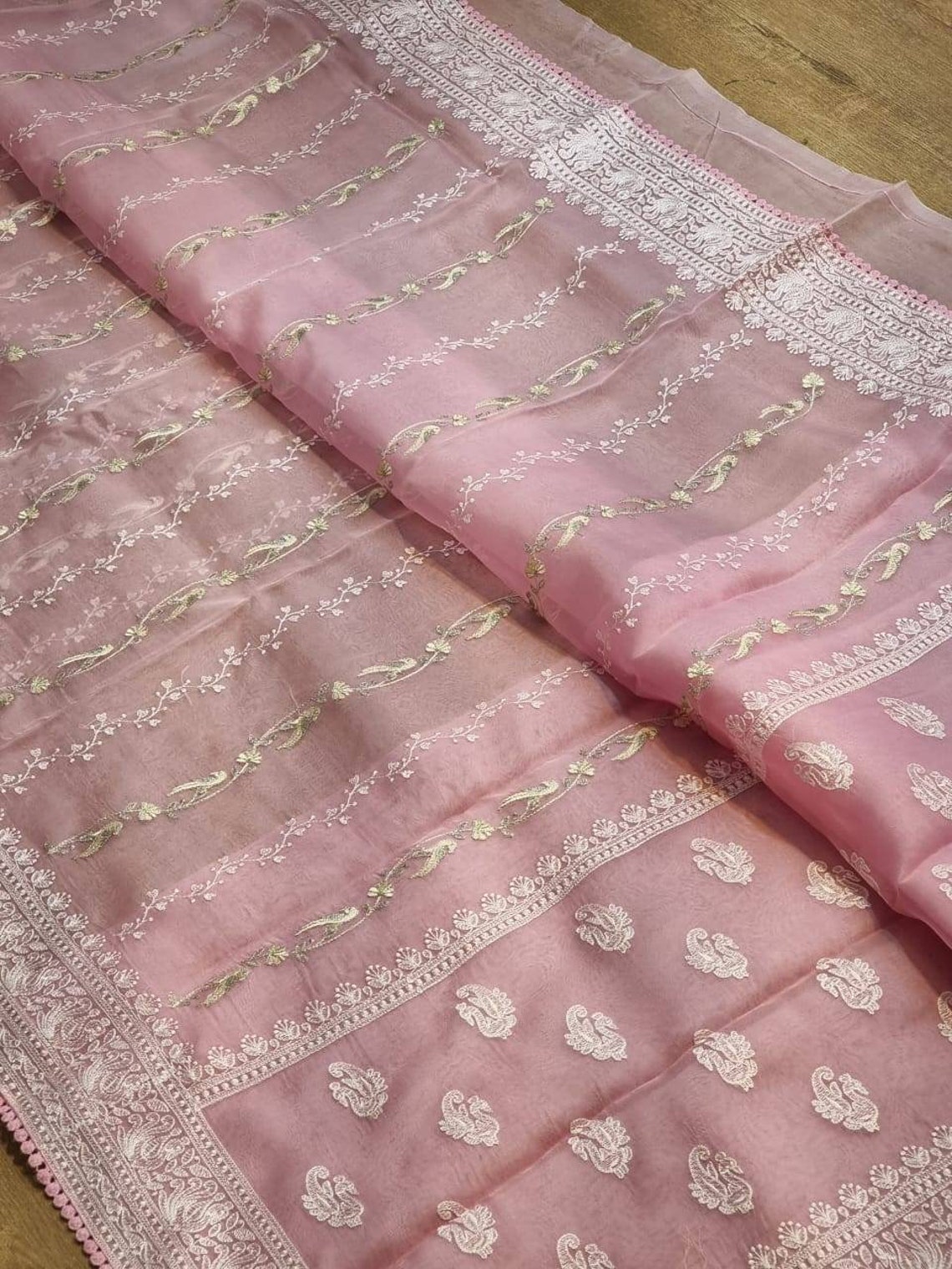 Organza Silk Embroidery Chikankari Border organza Chikankari - Etsy