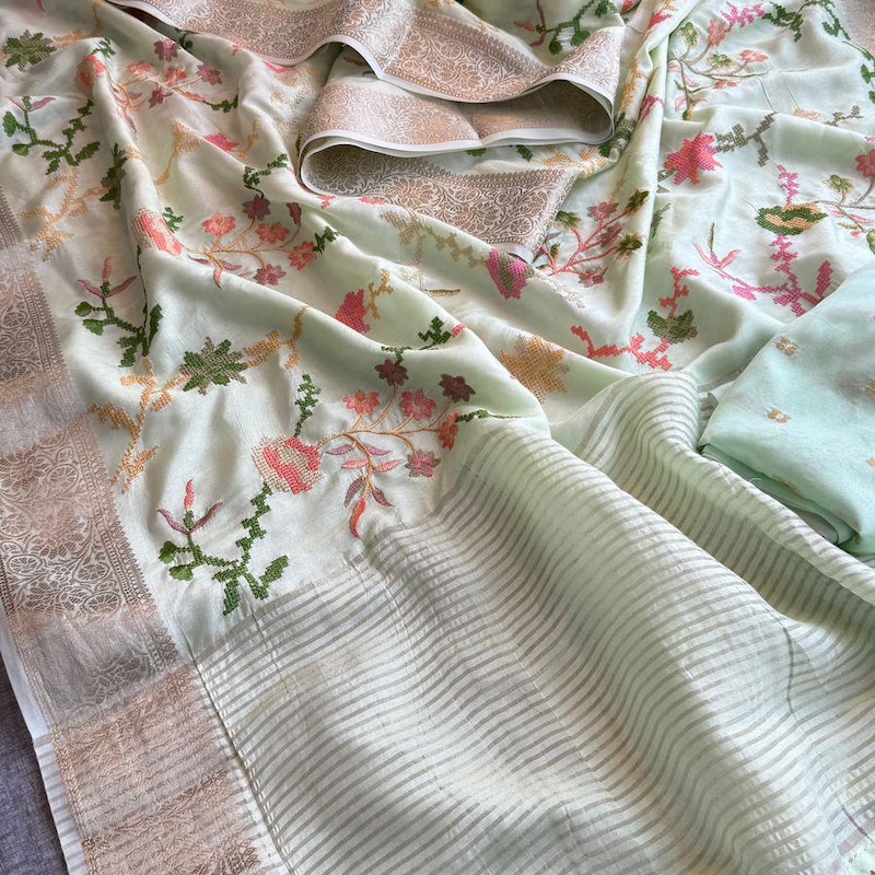 Crepe Silk Indian Saree - Etsy