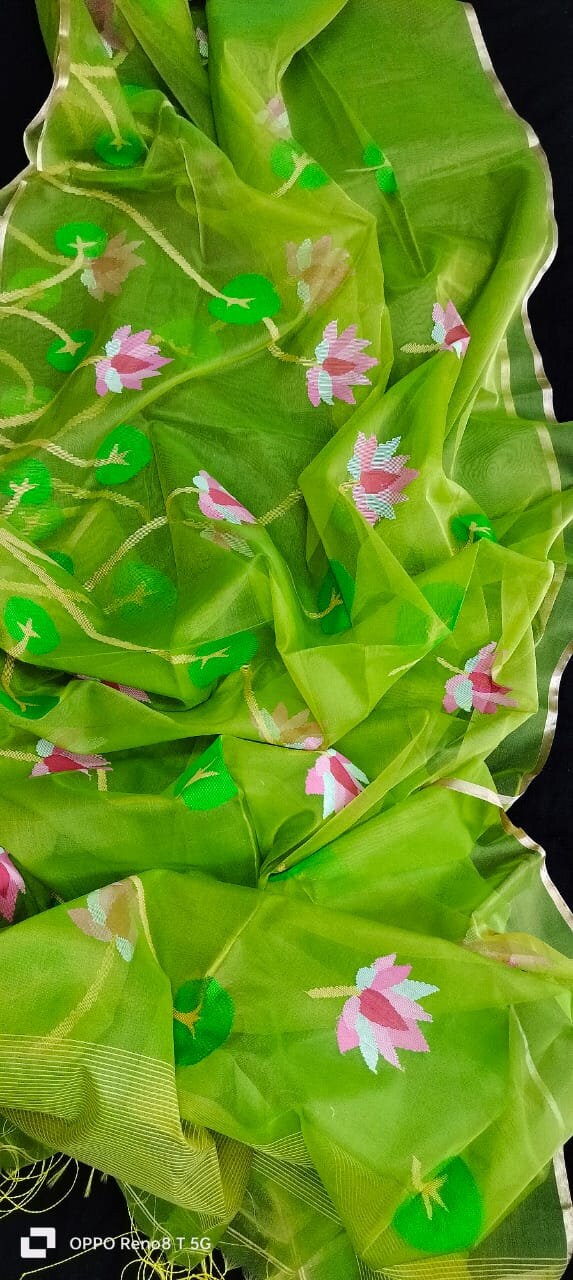 Muslin Jamdani Saree With Blouse Piece / Handloom Soft Muslin Silk ...