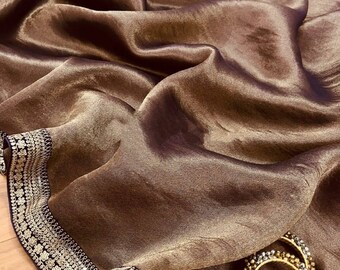 Kangana tissue Organza Saree With Handwork - Etsy