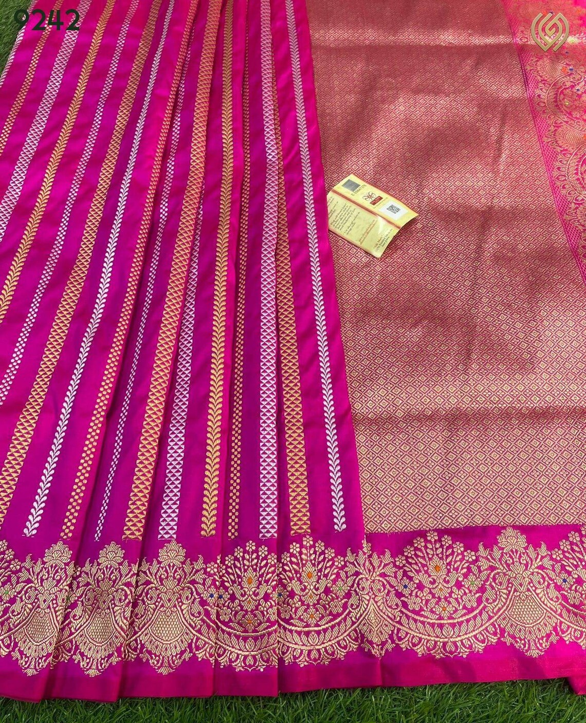 Banarasi Pure Katan Silk Sona Rupa Stripe Saree Handloom Banarasi Pure ...