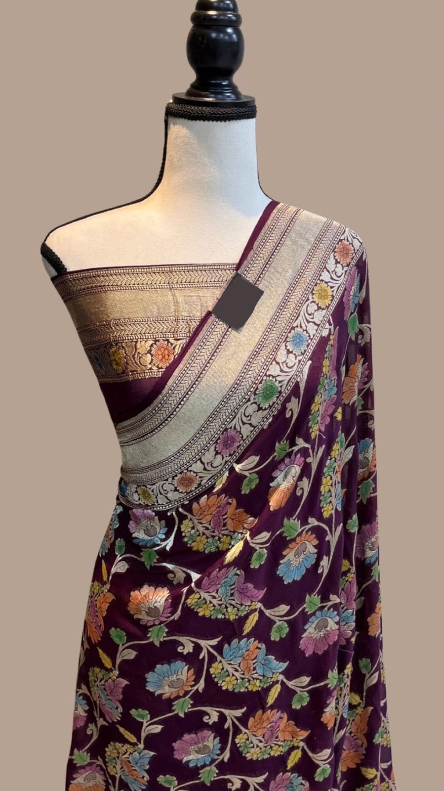 Banarasi Pure Khaddi GEORGETTE Heavy Meenkari Silver Zari - Etsy