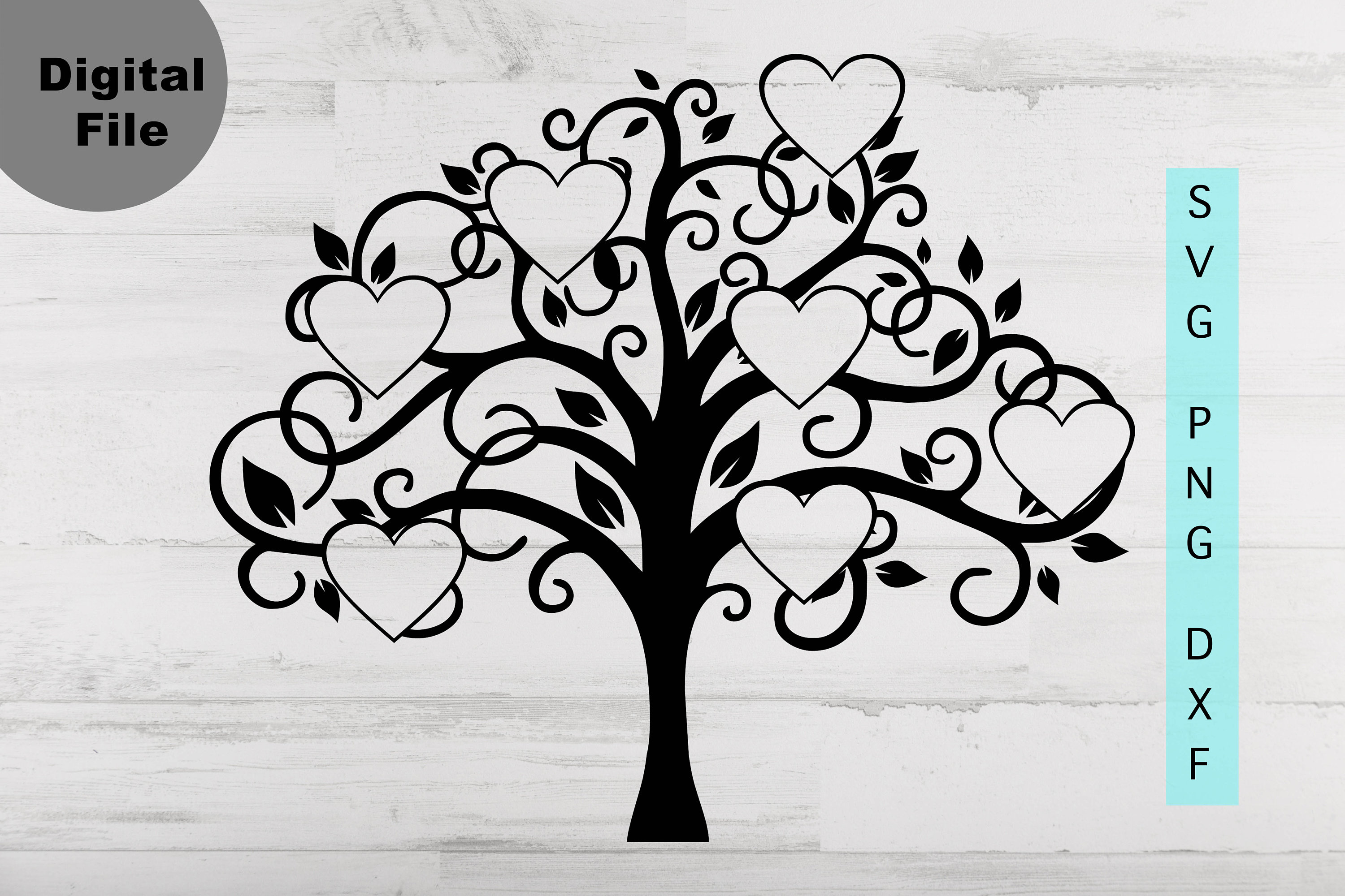 Family Tree 7 Members Svg Family Heart Tree Svg/png/dxf File | Etsy Canada