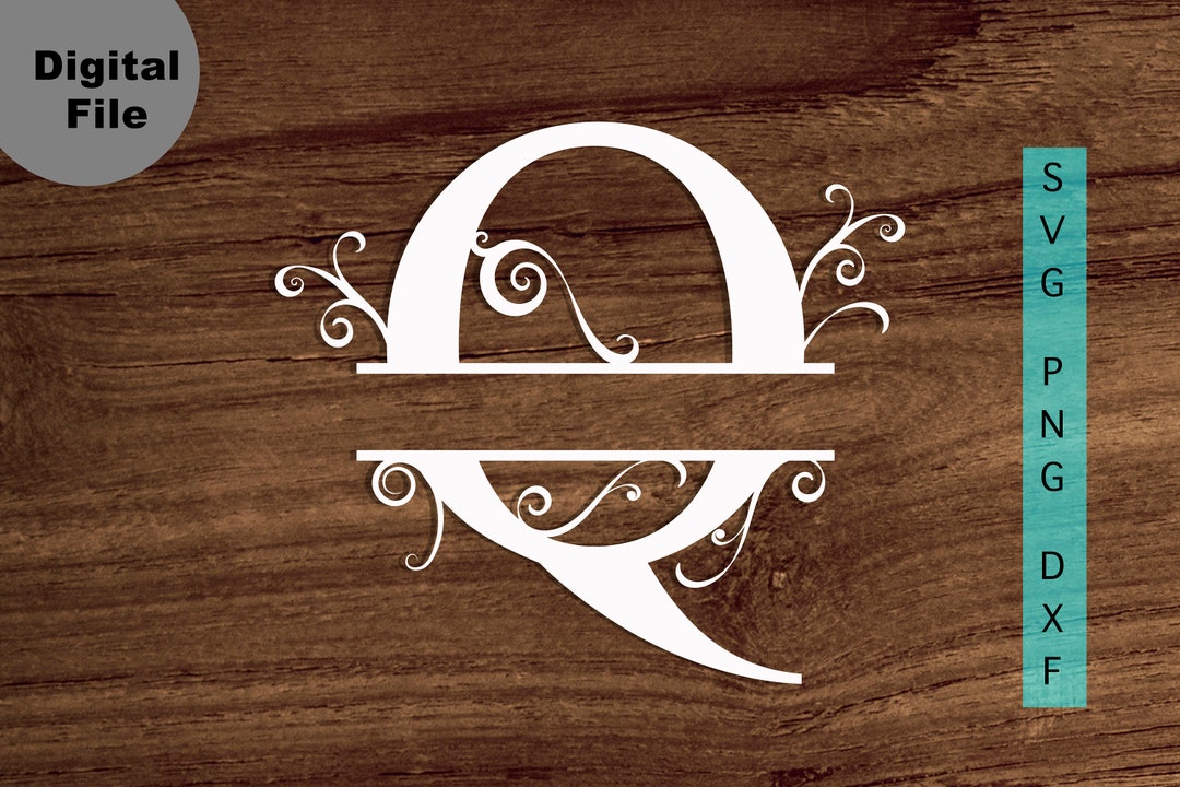 Floral Split Monogram Frame Q Svg, Split Letter Q Svg/png/dxf File ...