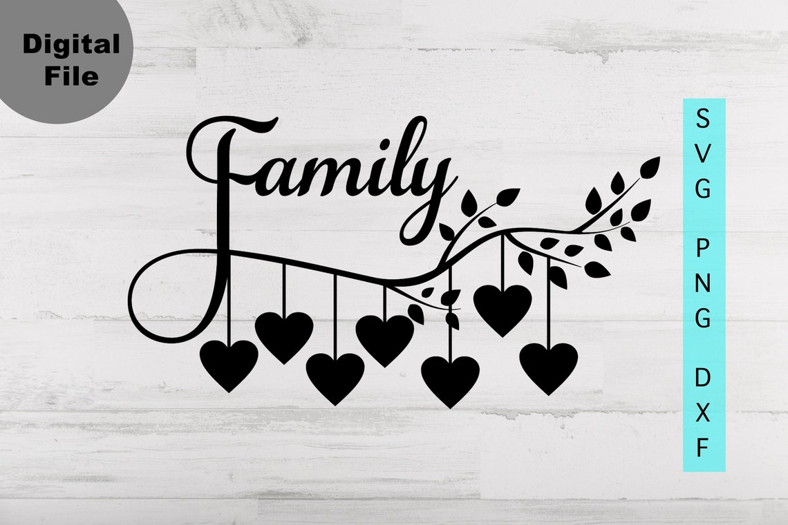 Family Tree 7 Members Svg Family Tree Branch Heart Frame - Etsy