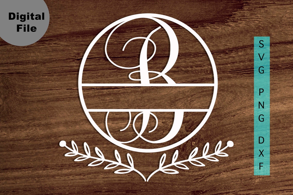 Wreath Split Letter B Svg Fancy Monogram B Frame cutting file | Etsy