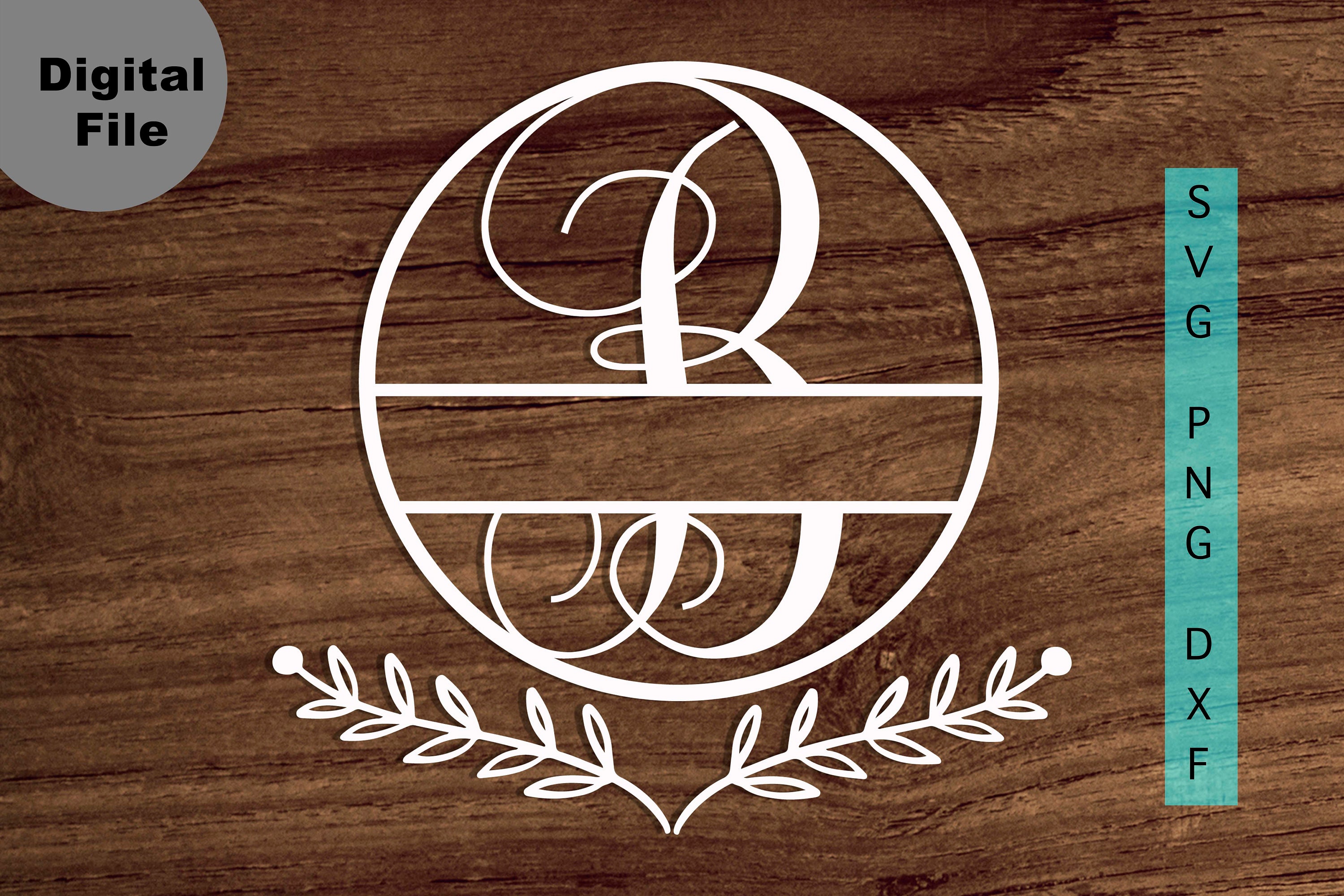 Wreath Split Letter B Svg Fancy Monogram B Frame cutting file | Etsy