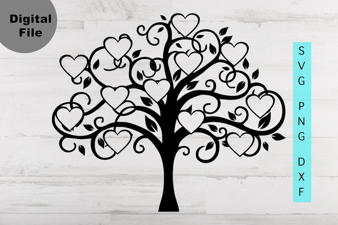 Family Tree 12 Members Svg, Family Heart Tree Svg/png.dxf File, Family ...