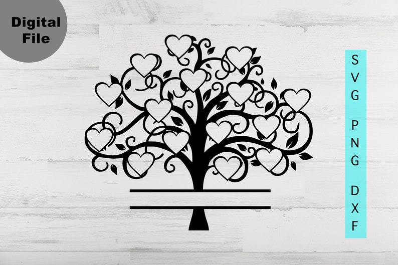 Family Tree 15 Members Svg, Family Heart Tree Svg/png/dxf File, Family ...