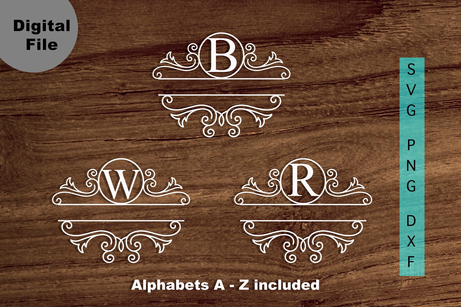 Family Name Split Monogram Frame Svg, Monogram Alphabet Letters Svg/png ...