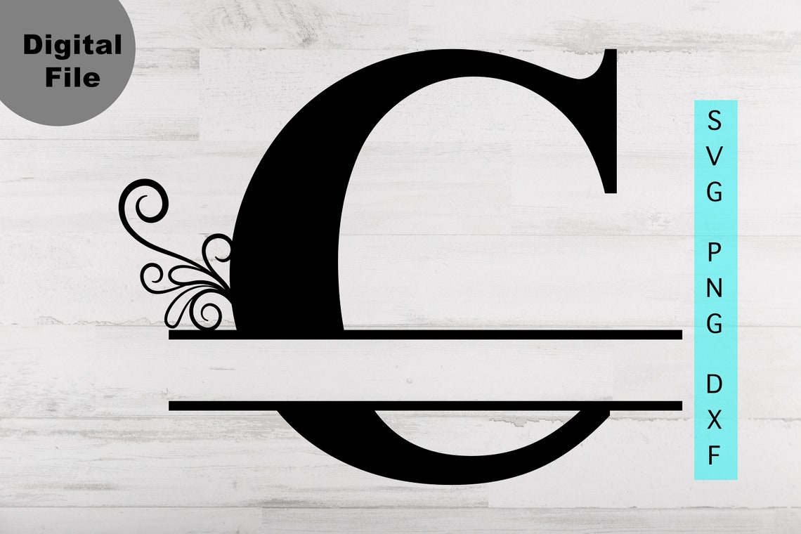 Split Monogram C SVG/PNG/DXF, Alphabet C Monogram Frame, Instant ...
