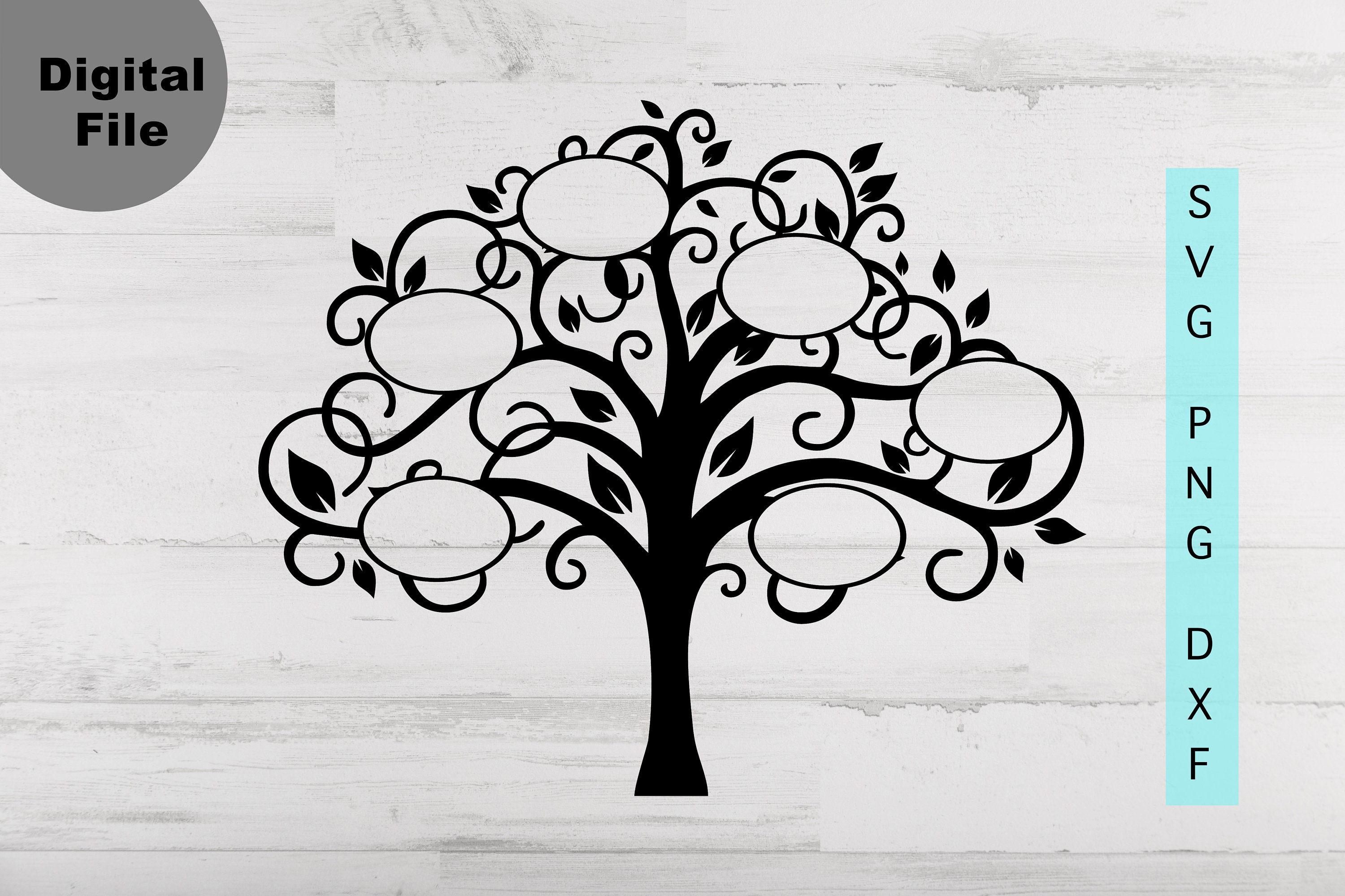 Family Tree 6 Members Svg, Family Tree Oval Frame Svg/png.dxf File ...