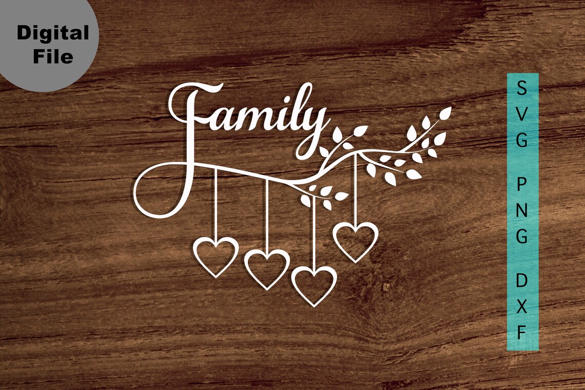 Family Tree 4 Members Svg, Family Tree Branch Heart Frame Svg/png/dxf ...