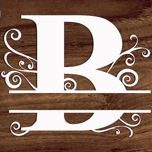 Floral Split Monogram Frame B Svg, Split Letter B Svg/png.dxf File ...