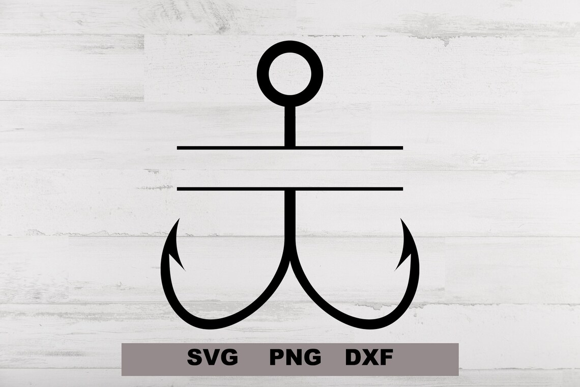 Fishhook Split Name Frame Svg Fish Hook Svg Cutfile for - Etsy