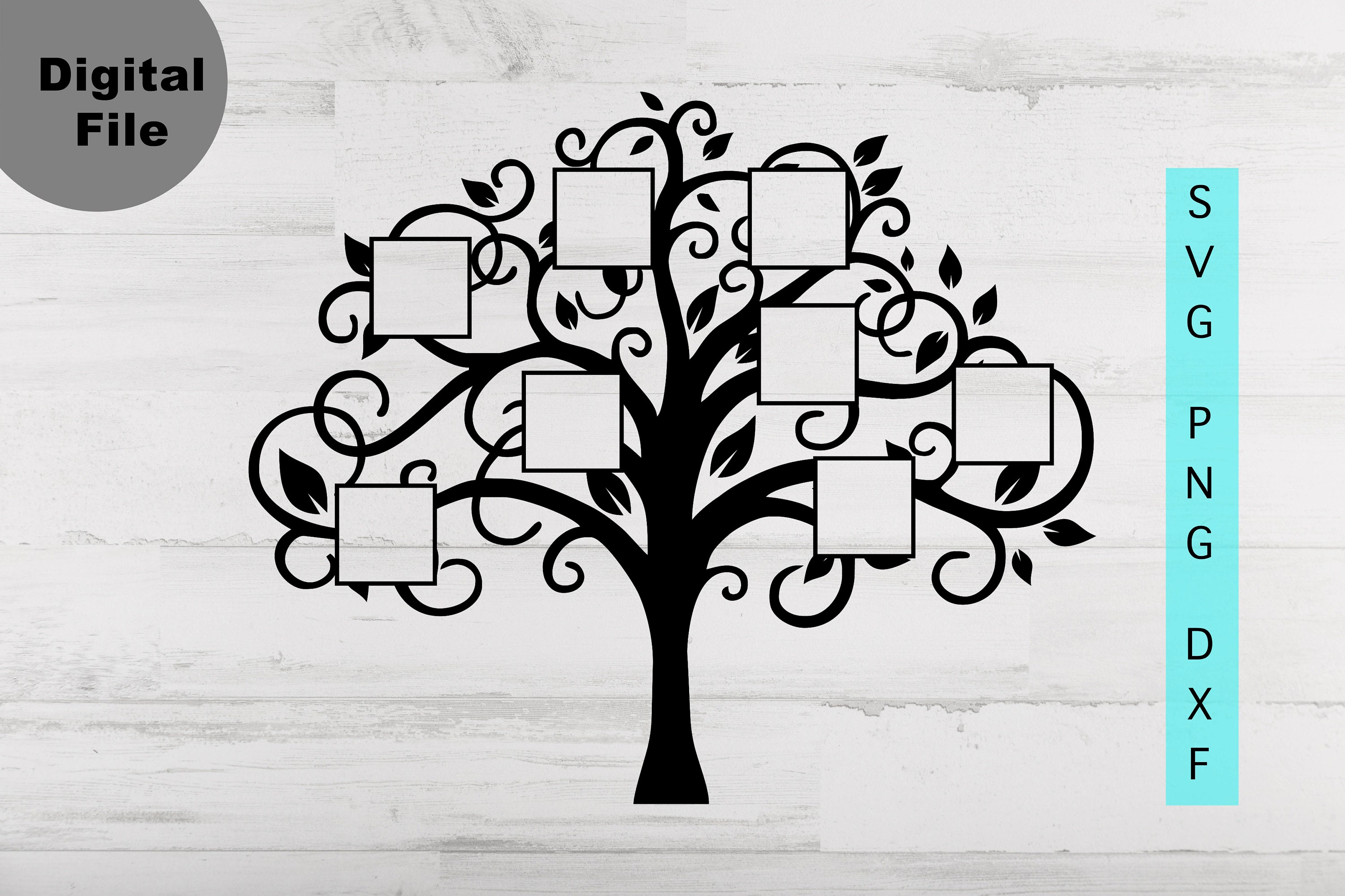 Family Tree 8 Members Svg, Family Tree Square Svg/png/dxf File, Family ...