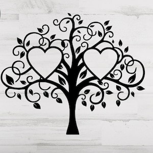 Family Tree 2 Members Svg, Family Heart Tree Svg/png/dxf File, Family ...