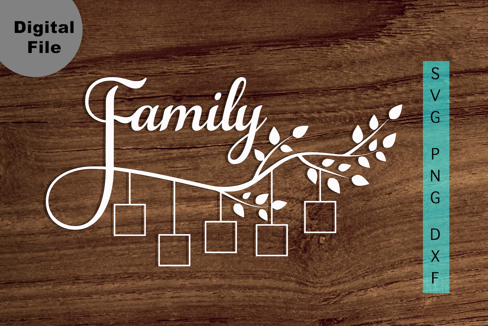 Family Tree 5 Members Svg Family Tree Branch Square Frame - Etsy