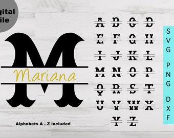 Split Letter Monogram Frame Cricut Svg Fancy Alphabet Split | Etsy